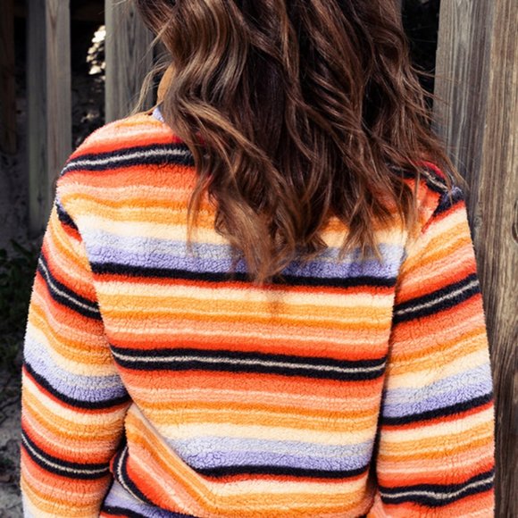 Sweaters | Multicolor Striped Sherpa Sweatshirt | Poshmark